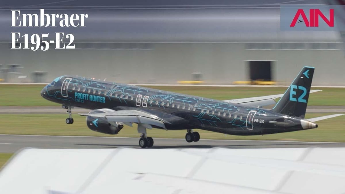 Embraer's E195-E2 Airliner Flies at the Farnborough International ...