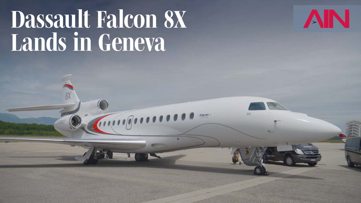 Dassault Pilots Fly Falcon 8X Business Jet Into Geneva For EBACE Show ...
