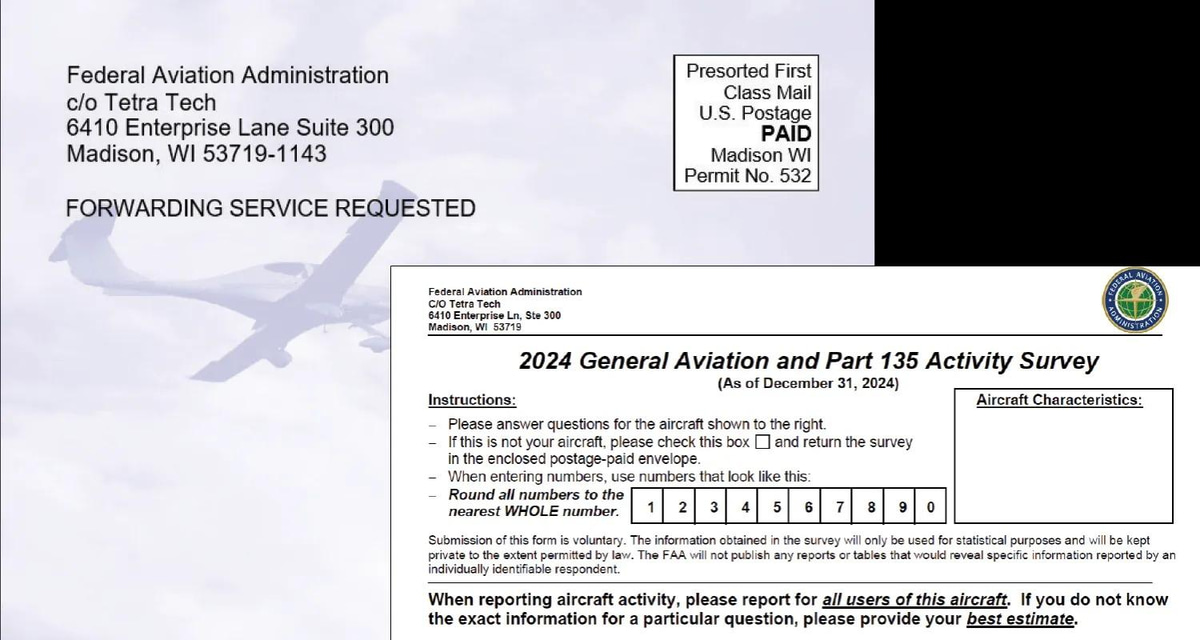 FAA Urges General Aviation Community To Complete Activity Survey ...