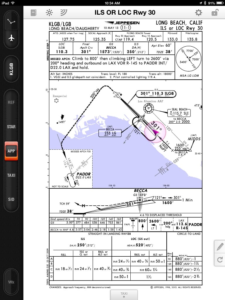 Jeppesen Mobile Flitedeck Approach Charts Now Display Own Jeppesen