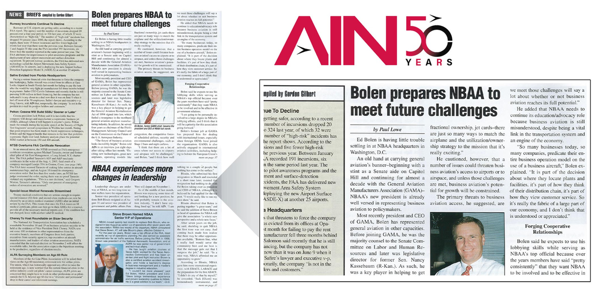 Flashback: Bolen prepares NBAA to meet future challenges | Aviation ...