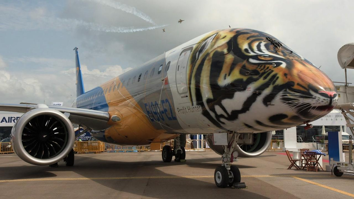 Embraer’s Tiger Liveried E190-E2 Airliner Roars as Certification ...