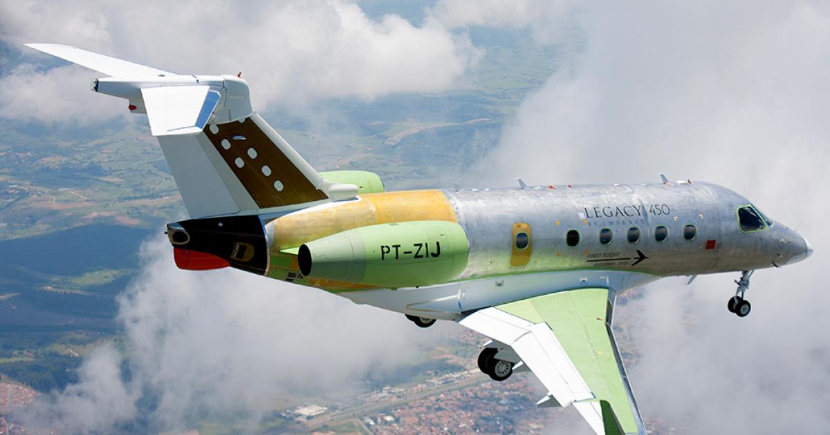 Embraer Legacy 450 Flies, Program Right on Schedule | Aviation ...